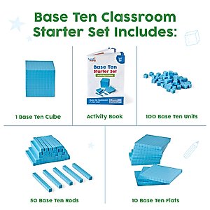 hand2mind Blue Plastic Base Ten Blocks Complete Set, Place Value Blocks, Counting Cubes for Kids Math, Base Ten Blocks Classroom Set, Math Blocks Kindergarten, Base 10 Math Manipulatives (Set of 322)