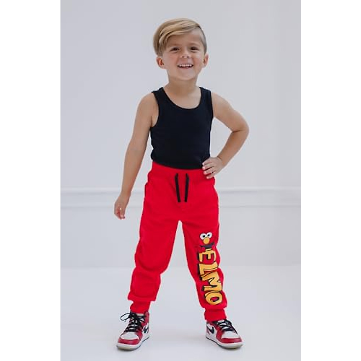 Sesame Street Elmo & Friends Baby Boys Fleece 2 Pack Jogger Pants 18 Months Black/Red