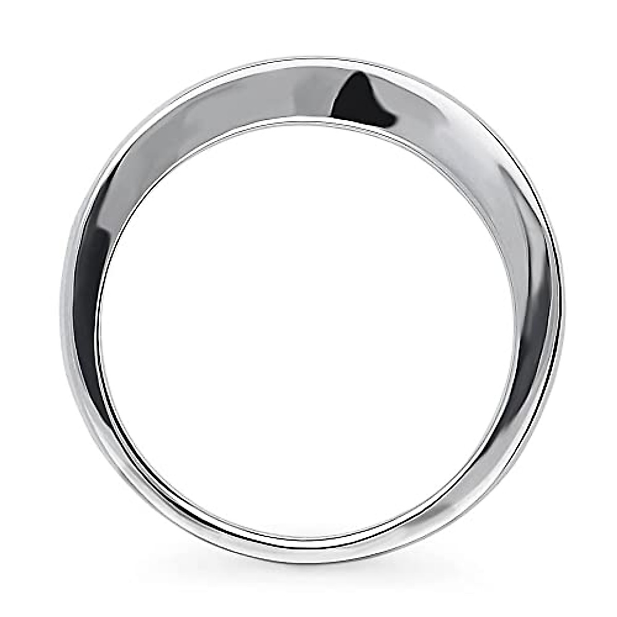 BERRICLE Sterling Silver Wedding Rings Channel Set Cubic Zirconia CZ Curved Half Eternity Ring for Women, Rhodium Plated Size 4