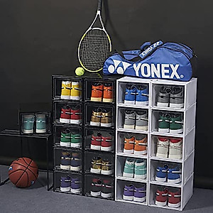 verklale Shoe Storage Box, Super Large 18 PACK Clear Plastic Stackable Shoe Organizer, Drawer Type Front Opening Shoe Holder Containers for sneaker