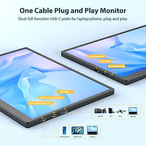 Eyoyo Portable Monitor, Small Monitor 10.5” USB C Monitor FHD 1920x1280 Travel Monitor External Second Monitor for Laptop 100% SRGB Tiny IPS Display HDMI Gaming Monitor