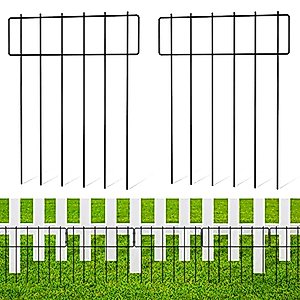 Loninak 10 Pack Animal Barrier Fences, 17 Inch(H) X 10 Ft(L) No Dig Fence Decorative Fence Rustproof Metal Wire Garden Fence Border for Dog Rabbits Ground Stakes Defence Yard Landscape Patio T Shape.