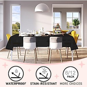 D&Z Black Disposable Plastic Tablecloth for Rectangle Tables - 12 Pack, 54 x 108 inch Table Cloths for Parties, Indoors Outdoors, Events & Weddings, Plastic Table Cover
