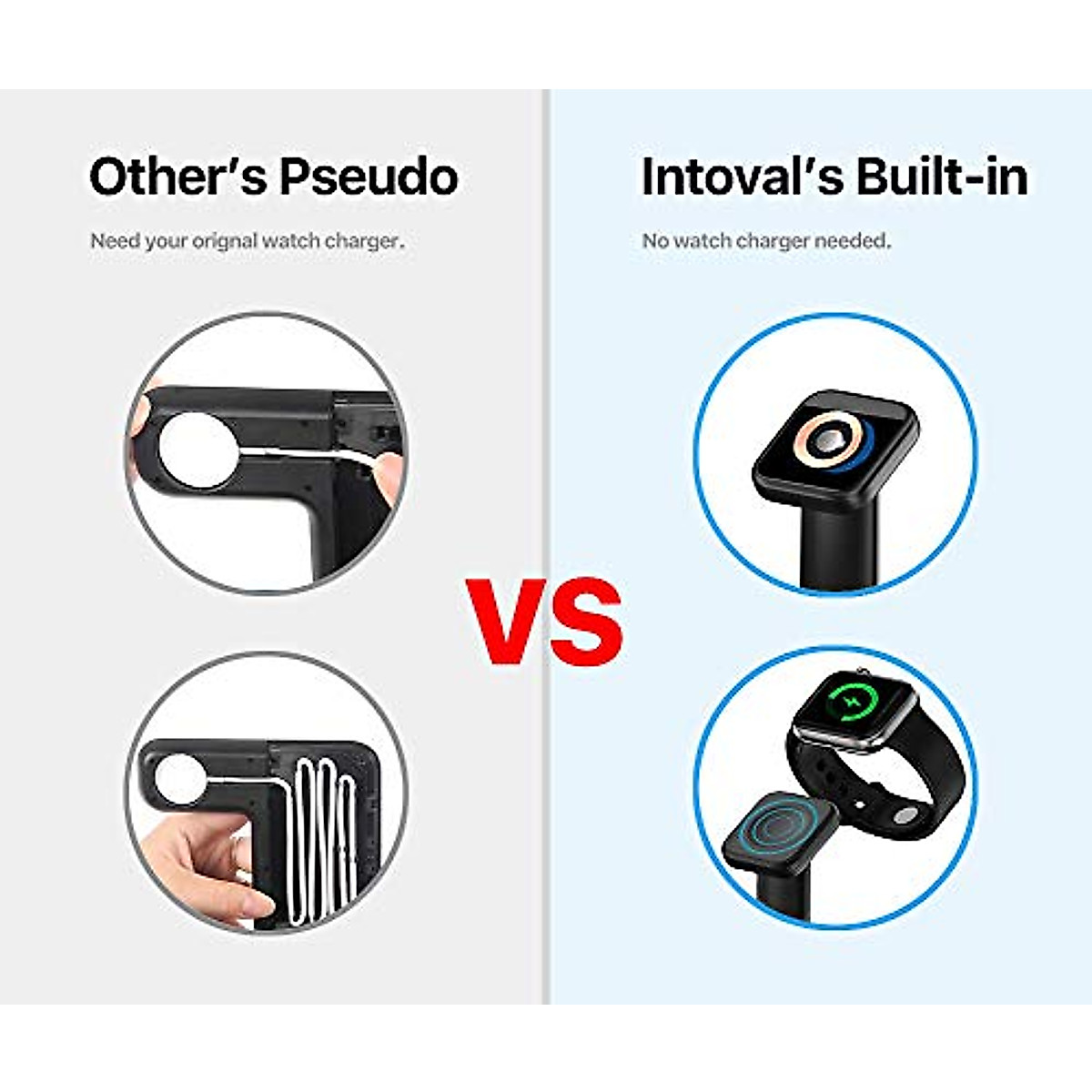 Intoval Wireless Charging Station, for Apple Watch/iPhone/Airpods, iPhone 14/13/12/11/XS/XR/XS/X/8, iWatch 8/Ultra/7/6/SE/5/4/3/2, Airpods Pro2/Pro1/3/2. (V5,Black)