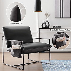 jonpony Sling Accent Chair for Living Room Bedroom Reading Office Modern Design Metal Frame Armchair with Comfy Soft Memory Foam Double Sided Use Pillow Removable Storage Bag Cozy Lounge Chair