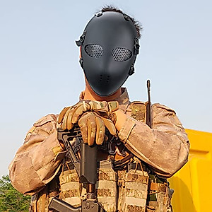Airsoft Paintball Mask Tactical BB Gun Classic Style Head Protective Mask Field Hunting Military War Game Shooting Accessories (Black)