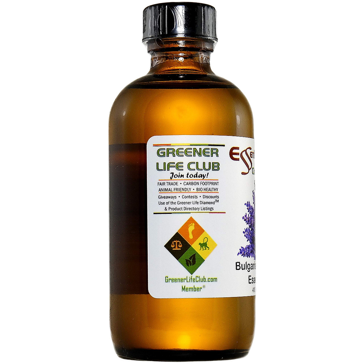 Bulgarian Lavender Essential Oil - 4 oz - GC/MS Tested - Skin Safe - Supplied in 4 oz. Amber Glass Bottle with Black Phenolic Cone Lined and Safety Sealed Cap