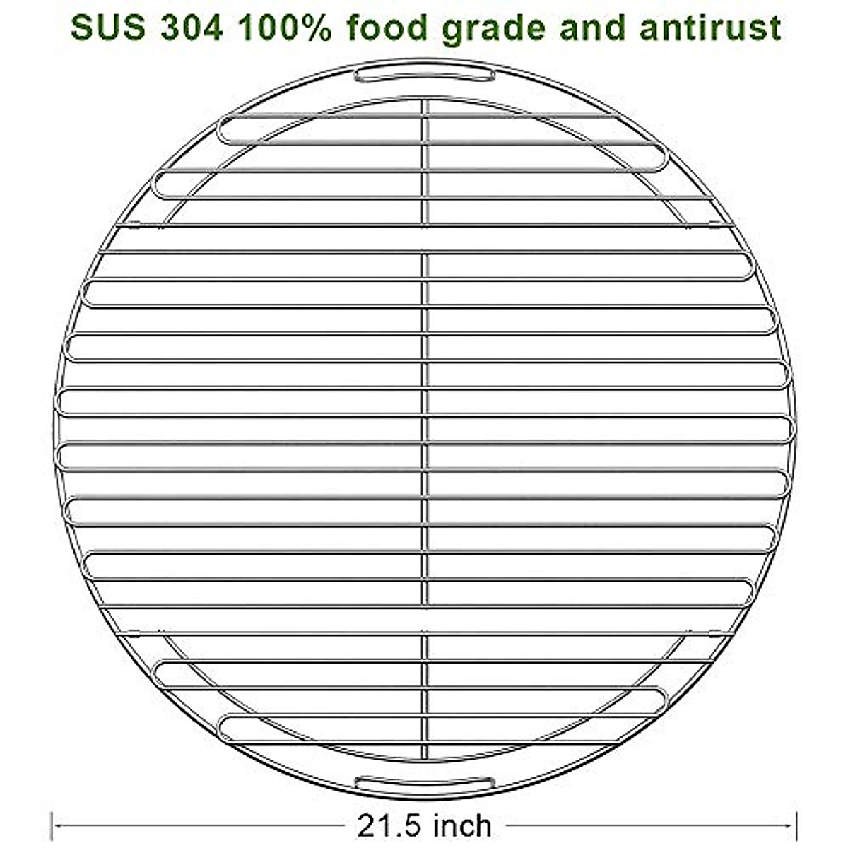 SELEWARE 21.5'' SUS304 Stainless Steel Hinged Cooking Grate, Barbecue Grill Care Fits for Most 22 Inch Charcoal Kettle Grills Like Webe Char-Broil and Other Grills