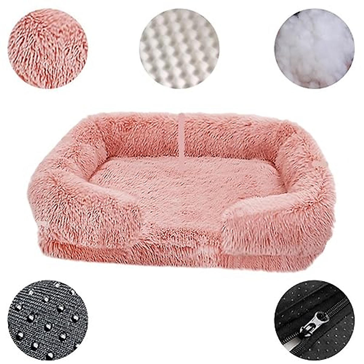 Valcla Dog Bed Creative Pet Dog Sofa Bed Square Kennel Pet Bed Cat Pad Autumn and Winter Warm Pet Kennel Removable for Cleaning Pet Bed (Color : Light Gray, Size : XX-Large)