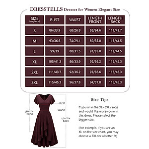 DRESSTELLS Women's Cocktail Tea Party Dresses for Wedding Guest, Red Fit Flare Modest Winter Elegant Dress for Evening Burgundy XL