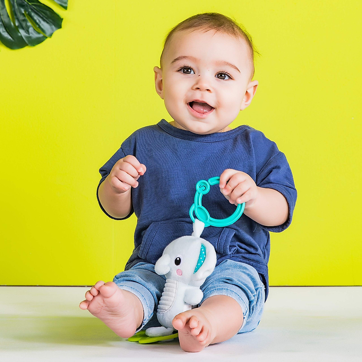 Bright Starts Tug Tunes On-The-Go Take-Along Toy, Elephant, Newborn +