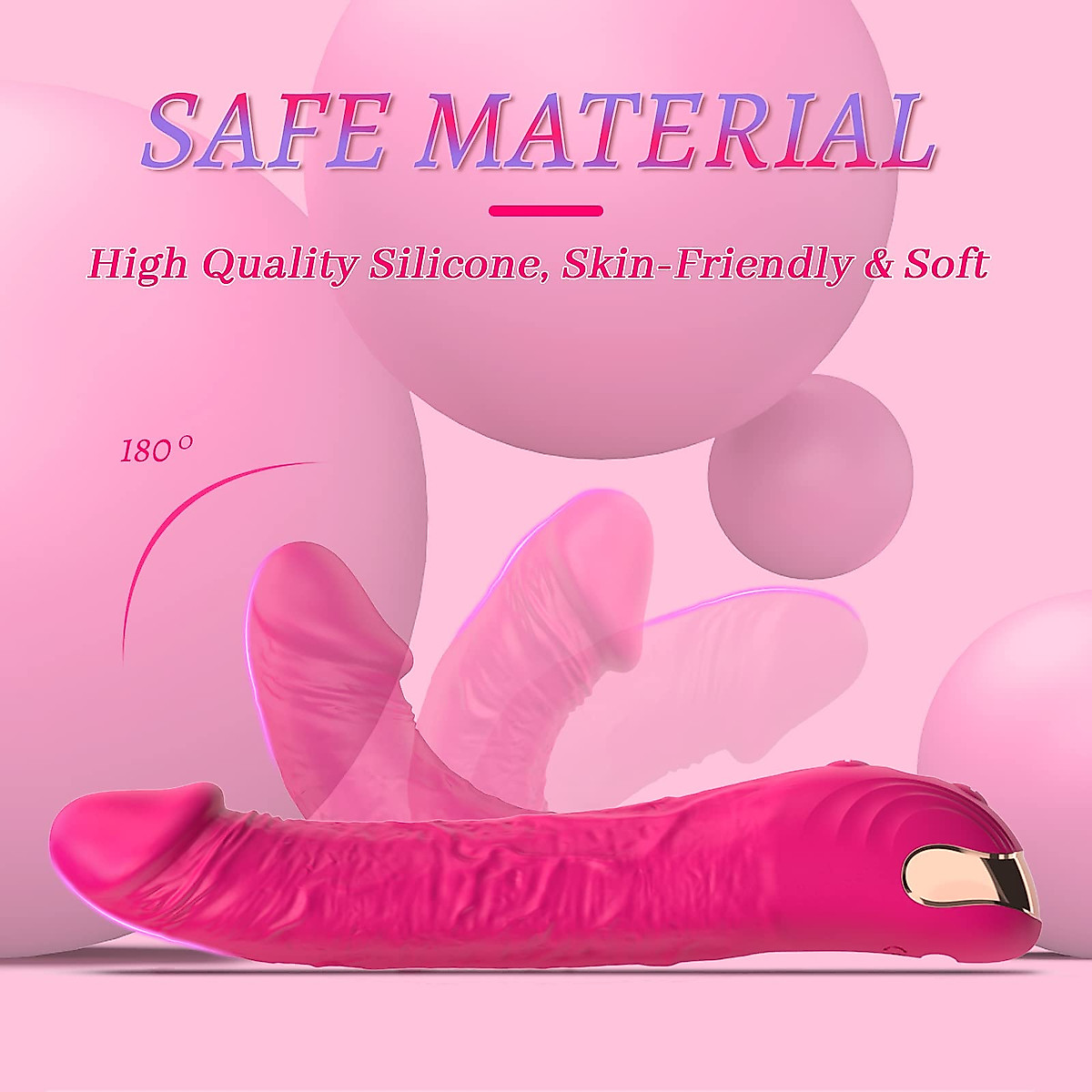 Baswetr G Spot Vibrator for Women with 10 Vibration Modes, 9 inch Realistic Vibrating Dildo Waterproof Adult Toys for Clitoris G Spot Anal Stimulation, Silicone Rose Sex Toys for Women Men and Couples