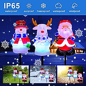 Perfume Christmas Pathway Lights Outdoor Decoration, Snowman Landscape Path Lights, Waterproof 3 in 1 Snowman Santa Reindeer Pathway Stake Lights for Patio, Yard, Garden, Lawn Decorations