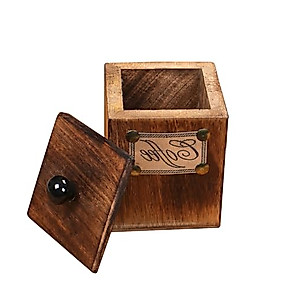 Wooden Handcrafted Tea Sugar Coffee 3 Canister Set with holder for Food Storage, Rustic Vintabe Farmhouse Country Home Décor - 10.5 x4 x4 Inches - Burnt