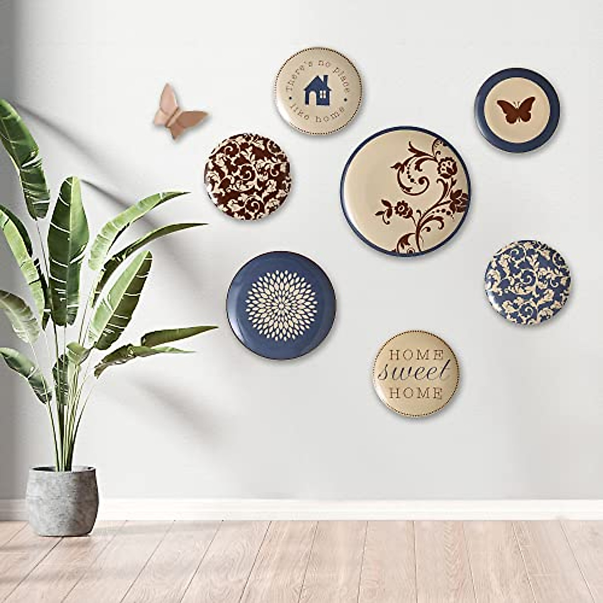 Wall Plate Hanger Display Holder - 22 Pairs Invisible Vertical Plate Holders - Adhesive Plate Hangers For The Wall - Plastic Picture Hangers Without Nails - 2.4” Hanging Hooks For Decorative Wall Art