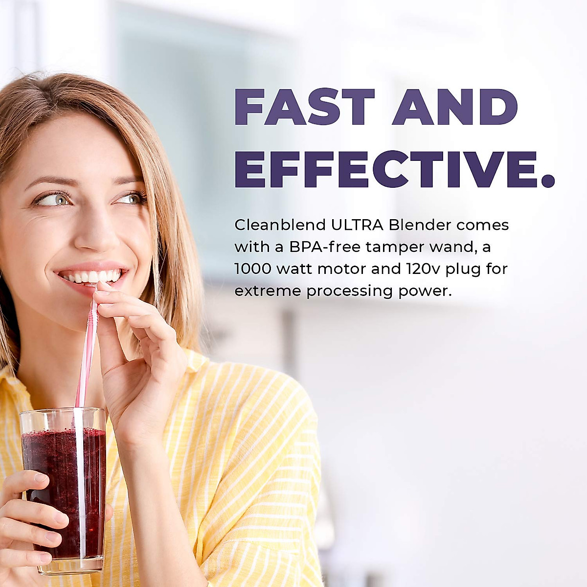 Cleanblend Ultra Blender, Low Profile Blender for Shakes and Smoothies - 40oz Compact Countertop Smoothie Blender/Maker - 8-Blade Stainless Steel, 1,000 Watt Motor, BPA-Free Tamper Wand Included (Red)