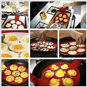 HAXPK Flip N Cook Silicone Pancake Mold, Flip and Cook Pancake Maker, Flip'n'cook Pancake, Flip and Cook Silicone Pancake Maker, Flip Cooker Pancakes Mold (1PC Round)