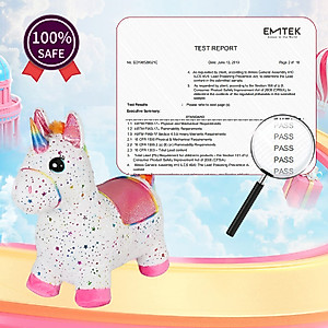 INPANY Unicorn Bouncy Horse Toys, Toddlers Girl Bouncing Animals, Inflatable Ultra Thick Plush Horse Hopper, Baby Ride-on Rubber Bouncer, Outdoor Indoor Cute Birthday Gift for 2 3 4 Year Old Girl Kid