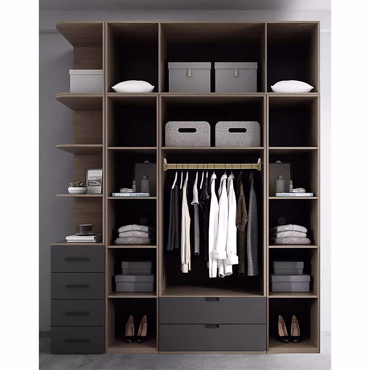 RV/Wardrobe/Laundry Room Closet Rod Wall Mounted, Heavy Duty Cuttable Metal Hanging Clothes Pole With Bracket Kits, 160 150 140 130 120 110 100 90 80cm Long (Color : Black, Size : 80cm/31.5in)