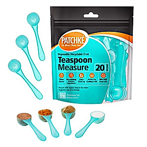 Disposable Teaspoon Measuring Spoons - Coffee Scoop Measure, Fits in Spice Jars [20 Pack - 5 ml]