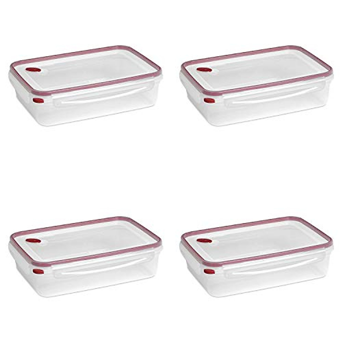 Sterilite 0 Ultra-Seal 16 Cup Food Storage Container, See-Through Lid & Base with Rocket Red Accents, 4-Pack