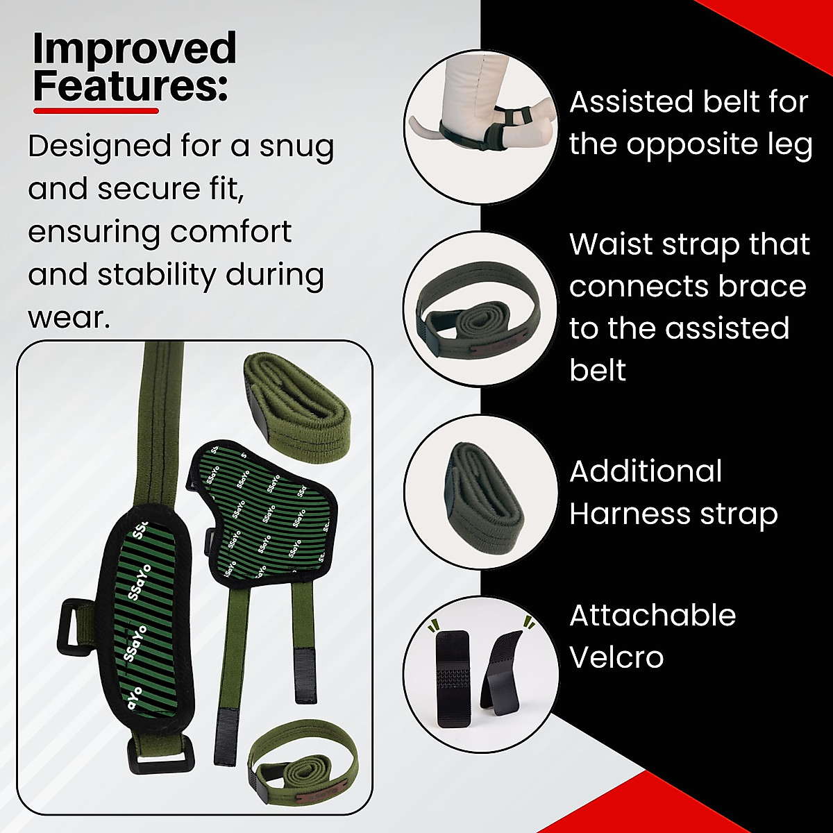 SSaYo Dog Knee Brace for Male/Female Dogs - Neoprene Support Dog Leg Braces for Back Leg with Adjustable Straps and Belt - Torn ACL Hind Leg, Ligament Injury, Joint Pain and Stability (Medium, Left)