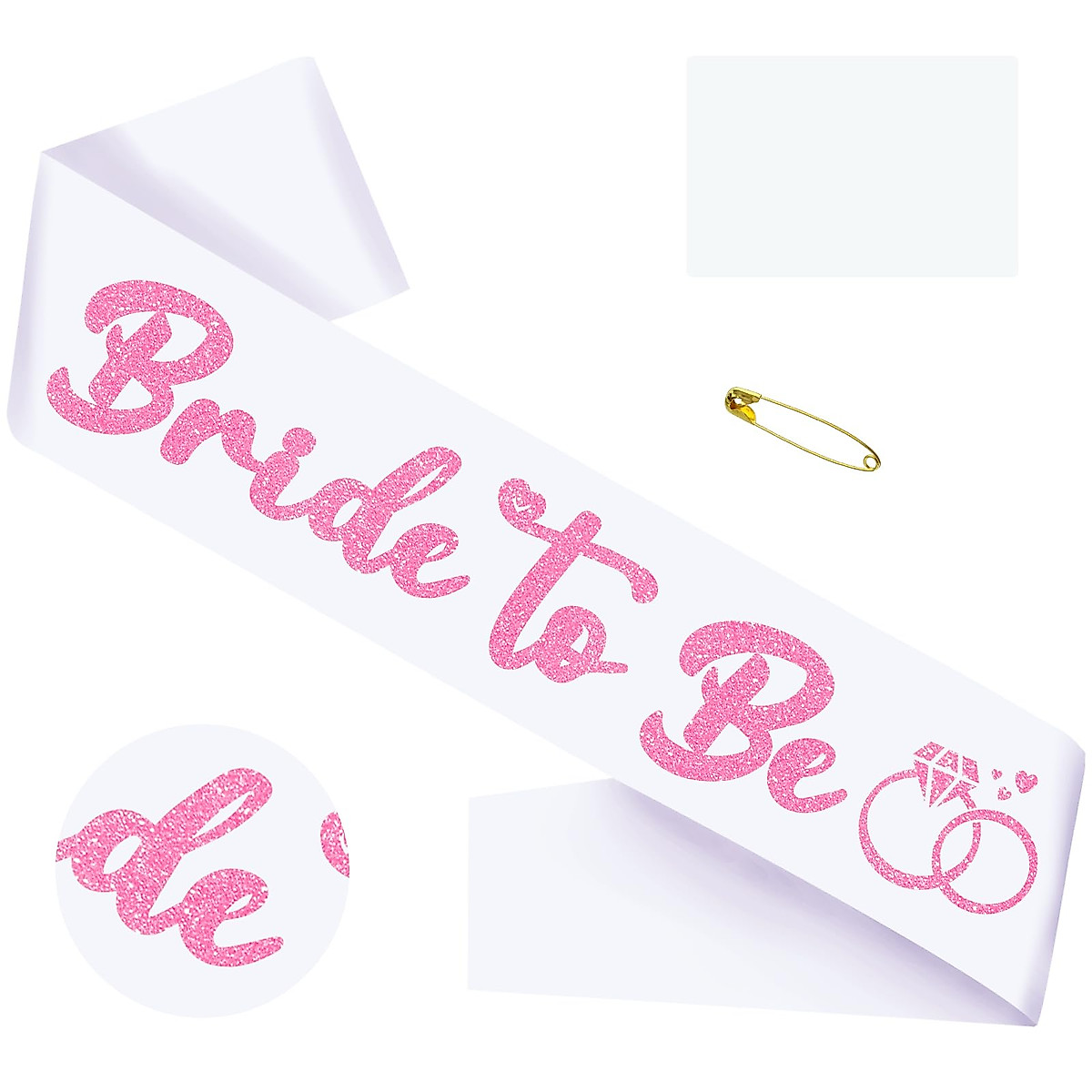 SKJIAYEE Bride to Be Sash, Bachelorette Party Sash Decorations for Hen Party Bridal Shower Engagement Wedding Party, Glitter Pink White Sash for Bride - Bachelorette Favor