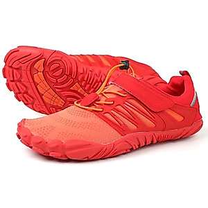 WHITIN Men's Trail Running Shoes Minimalist Barefoot Wide Width Toe Size 7.5 Box Gym Workout Fitness Low Zero Drop Trainer Cross Training Orange Red 40