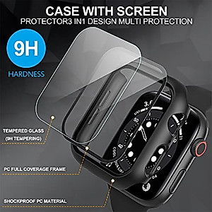 Suoman 2-Pack for Apple Watch Series 8/7/6/5/4/Series SE/SE 2 40mm All-Around Screen Protector Case, Tempered Glass Screen Protector Case Ultra-Thin for iWatch 40mm Protection Cover - Black