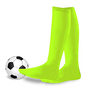 Soccer Athletic Softball baseball Sports Team Cushion Socks for Kids 3-Pairs (Youth (5-7), X-Small Neon Green)