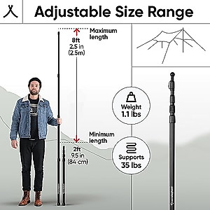 Green Elephant Tarp Poles - Tent Poles, Tent Poles Replacement, Tent Poles for Tarp, Canopy Poles, Awning Poles, Telescoping Tarp Poles, Tarp Poles Adjustable Heavy Duty, Aluminum Tent Pole Set of 2
