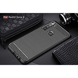 CruzerLite Xiaomi Redmi Note 8 Case, Carbon Fiber Texture Design & Leather Texture Design Back Cover Anti-Scratch Shock Absorption Case for Xiaomi Redmi Note 8 (Black)