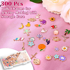 300Pcs Charms for Jewelry Making, Wholesale Bulk Assorted Gold-Plated Enamel Charms Earring Charms for DIY Necklace Bracelet Jewelry Making and Crafting