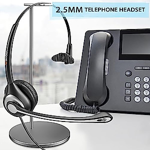 Wantek Phone Headset with Microphone Noise Cancelling, Telephone Headsets 2.5mm Jack Work for Panasonic AT&T ML17929 Vtech RCA Cisco Uniden Polycom Grandstream Home Office Cordless Phones(F600J25P)
