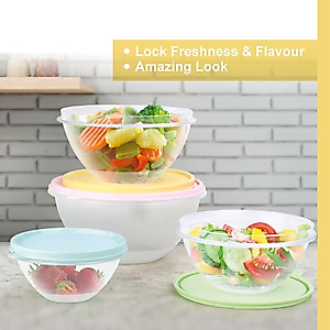 Food Storage Containers with Lids Set of 4 - 60oz, 40oz, 27oz, 13oz Meal Prep Containers Reusable Plastic – Food Safe Round Nesting Bowls with Airtight Leakproof Lids – Freezer and Dishwasher Safe