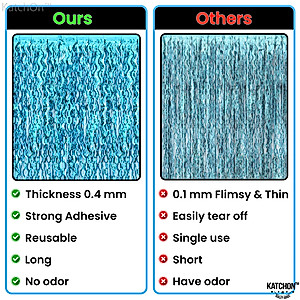 KatchOn, XtraLarge, Wavy Blue Foil Fringe Curtain - 3.2x6.4 Feet, Pack of 2 | Blue Water Streamer Backdrop for Beach Party Decorations | Under The Sea Party Decorations | Summer Decorations for Party