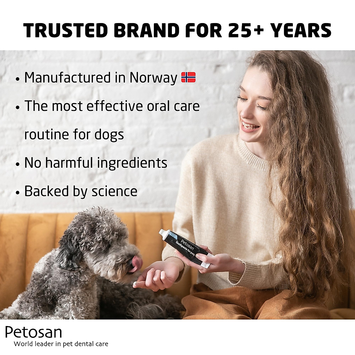 Petosan Complete Dental Kit for Dogs with Toothbrush, Toothpaste and Microfiber Cleaner, for Large Dogs, 35+ lbs