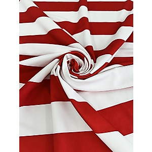 Stripe Print Premium Nylon Spandex Fabric - Ultra-Soft & Stretchy - Red and White - 4Way Stretch Fabric by The Yard - Perfect for Activewear and Swimsuit Fabric, and More -1 Yard - 58 Inch Width
