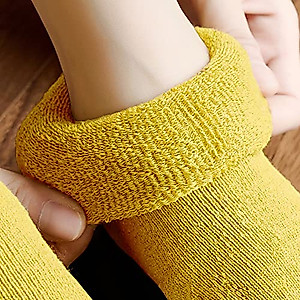 MOSOTECH 5 Pairs Womens Wool Socks, Thick Warm Cozy Crew Winter Socks Boot Socks Thermal Gifts Socks, Size 5-10