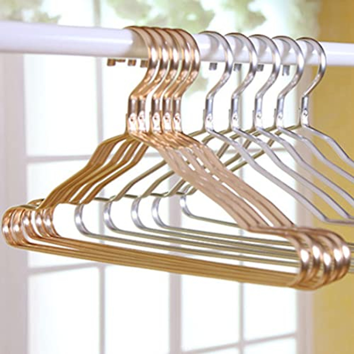 LIFKOME 5/10/15/20/30 Packs Coat Hangers 17.7 Strong Metal Wire Hangers Heavy Duty Clothes Hangers with Non Slip Grooves Standard Suit Hangers Space Saving Clothing Hanger