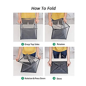 Mesh Popup Laundry Hamper with Handles,Portable Durable Collapsible Storage Easy Open. Folding Pop-Up Clothes Hampers Basket Foldable Great for The Kids Room College Dorm or Travel (Grey,Single-Layer)