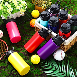 Sunnyray 16 Pcs Aluminum Water Bottle Bulk Multicolor Reusable Sports Bottle with Snap Lids Multipack Vacuum Water Flask for Travel Camping, Picnics, Gym, Hiking, Cycling, Fishing (20 Oz)