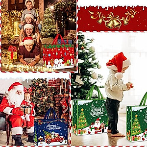 Aliceset 6 Pcs Extra Large Christmas Gift Bags 22 x 17 Inch Reusable Non Woven Jumbo Tote with Handle for Xmas Gift Wrapping(Cute)