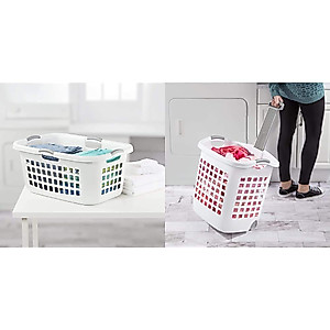 Sterilite 12168006 2 Bushel 71L Ultra Laundry Basket, White w/Titanium handles, 6 pack & 12248004 Laundry Basket, 62 L, White, Pack of 4