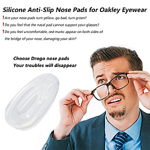 DROGO 3 Pairs Soft Silicone Replacement Nose Pads Nose Piece for Oakley Holbrook Metal OO4123/Feedback OO4079/Gauge 6/M/L/Blender/Tincan OO4082/Tinfoil OO4083 Sunglasses, Anti-Slip, Skin-Friendly