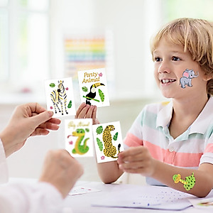 Demissle 400 Pcs Jungle Animal Temporary Tattoos for Kids, Safe Safari Tattoos Stickers DIY Hippie Face Craft Multi Patterns for Jungle Themed Party Favors Zoo Giraffe Monkeys Tigers Lions (72 Sheets)