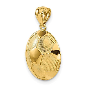 Diamond2Deal 14k Yellow Gold Soccer Ball Pendant (L- 24 mm W- 17 mm)