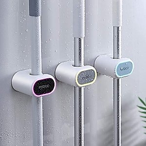 Queego Mop Broom Holder,Wall Mounted Household Adhesive Storage Hanger Hook Racks Kitchen Bathroom Organizer (3pcs)