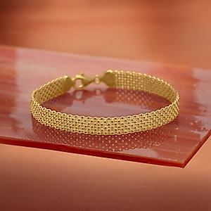 Ross-Simons 18kt Gold Over Sterling Bismark-Link Bracelet. 7 inches