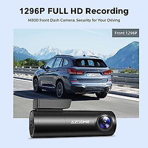 AZDOME M300 Dash Cam, Dashcam Front 1296P Camera with WiFi, Voice Control, 24H Parking Mode G-Sensor Loop Recording Super Night Vision, Easy to Install, Max Support to 128GB